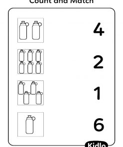 Count And Match – School Objects Worksheet #07 – Kidlo.com
