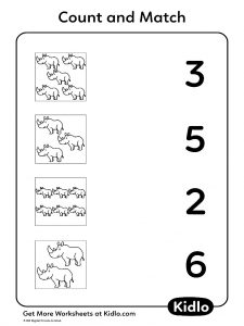 Count And Match - Animals Worksheet #09 - Kidlo.com