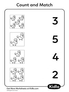 Count And Match - Birds Worksheet #04 - Kidlo.com