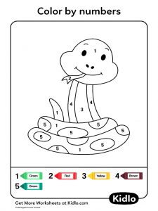 Color By Numbers - Animals Worksheet #14 - Kidlo.com
