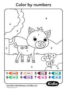 Color By Numbers - Animals Worksheet #20 - Kidlo.com