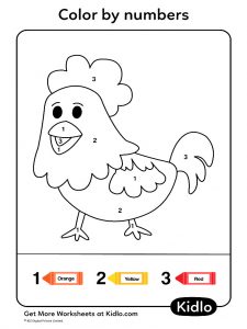 Color By Numbers - Birds Worksheet #01 - Kidlo.com