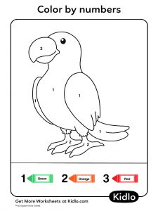 Color By Numbers - Birds Worksheet #06 - Kidlo.com