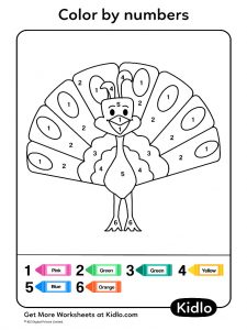 Color By Numbers - Birds Worksheet #12 - Kidlo.com