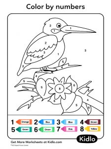 Color By Numbers - Birds Worksheet #14 - Kidlo.com