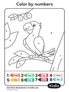 Color By Numbers - Birds Worksheet #15 - Kidlo.com