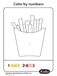 Color By Numbers - Food Worksheet #01 - Kidlo.com