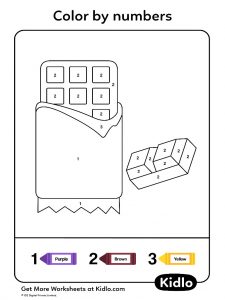 Color By Numbers - Food Worksheet #07 - Kidlo.com