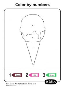 Color By Numbers - Food Worksheet #09 - Kidlo.com
