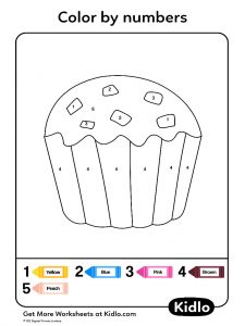 Color By Numbers - Food Worksheet #16 - Kidlo.com
