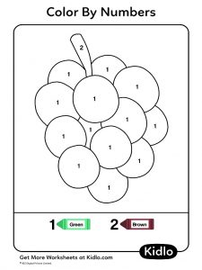Color By Numbers - Fruits Worksheet #03 - Kidlo.com