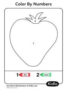 Color By Numbers - Fruits Worksheet #04 - Kidlo.com