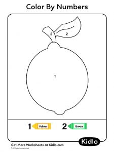 Color By Numbers - Fruits Worksheet #06 - Kidlo.com