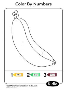 Color By Numbers - Fruits Worksheet #09 - Kidlo.com