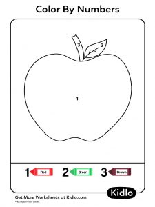 Color By Numbers - Fruits Worksheet #10 - Kidlo.com