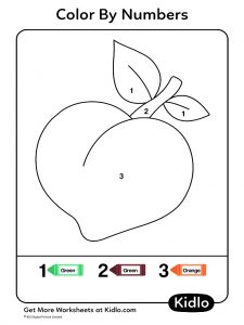 Color By Numbers - Fruits Worksheet #11 - Kidlo.com