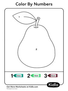 Color By Numbers - Fruits Worksheet #13 - Kidlo.com