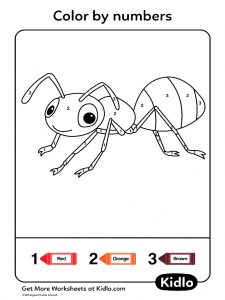 Color By Numbers - Insects Worksheet #03 - Kidlo.com