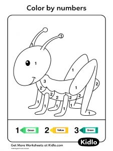 Color By Numbers - Insects Worksheet #04 - Kidlo.com