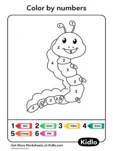 Color By Numbers - Insects Worksheet #07 - Kidlo.com