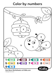 Color By Numbers - Insects Worksheet #10 - Kidlo.com