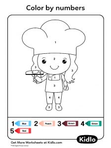 Color By Numbers - Profession Worksheet #09 - Kidlo.com