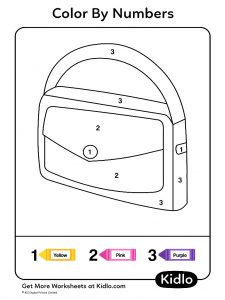 Color By Numbers - Objects Worksheet #11 - Kidlo.com