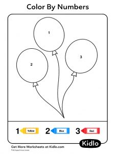 Color By Numbers - Objects Worksheet #13 - Kidlo.com