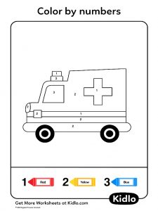 Color By Numbers - Modes Of Transport Worksheet #12 - Kidlo.com