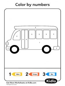 Color By Numbers - Modes Of Transport Worksheet #14 - Kidlo.com