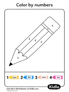 Color By Number - School Objects #09 - Kidlo.com