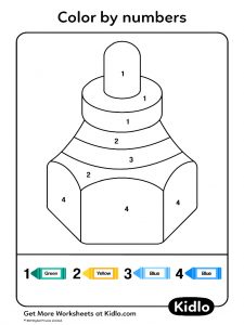 Color By Numbers - School Objects Worksheet #12 - Kidlo.com