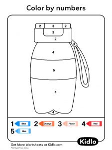Color By Numbers - School Objects Worksheet #14 - Kidlo.com