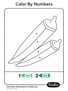 Color By Number - Vegetables Worksheet #03 - Kidlo.com
