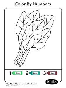 Color By Numbers - Vegetables Worksheet #18 - Kidlo.com
