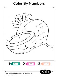Color By Numbers - Vegetables Worksheet #20 - Kidlo.com