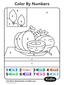 Color By Numbers - Vegetables Worksheet #22 - Kidlo.com