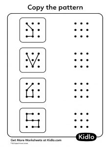 Copy The Patterns - 9 Dots Pattern Worksheet #07 - Kidlo.com