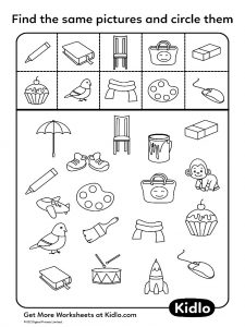 Circle The Same Pictures – Worksheet #04 - Kidlo.com