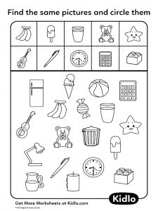 Circle The Same Pictures – Worksheet #07 - Kidlo.com