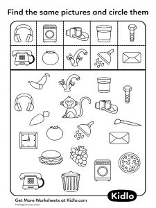Circle The Same Pictures – Worksheet #16 - Kidlo.com