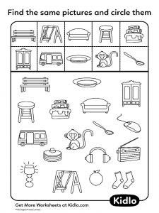 Circle The Same Pictures – Worksheet #17 - Kidlo.com