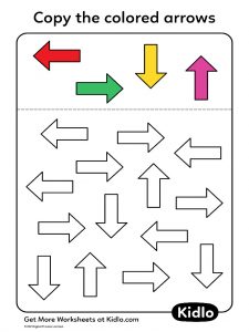 Copy The Colored Arrows – Worksheet #01 - Kidlo.com