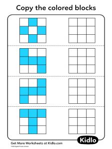 Copy The Colored Blocks – Worksheet #08 - Kidlo.com