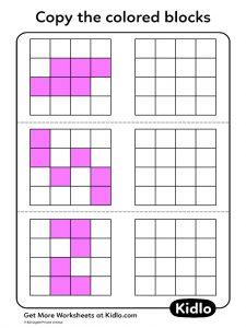 Copy The Colored Blocks – Worksheet #13 - Kidlo.com