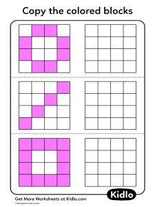Copy The Colored Blocks – Worksheet #16 - Kidlo.com