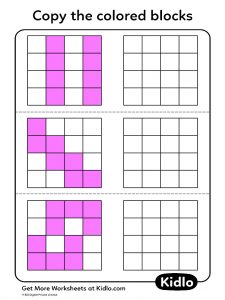 Copy The Colored Blocks – Worksheet #20 - Kidlo.com