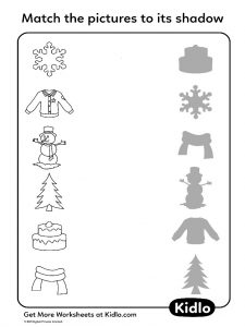 Match The Pictures To Its Shadow – Matching Worksheet #04 - Kidlo.com
