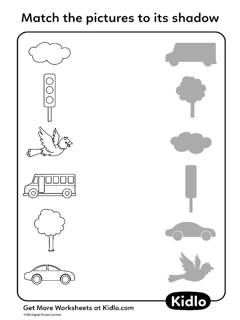 Match The Pictures To Its Shadow Matching Worksheet 05 Kidlo