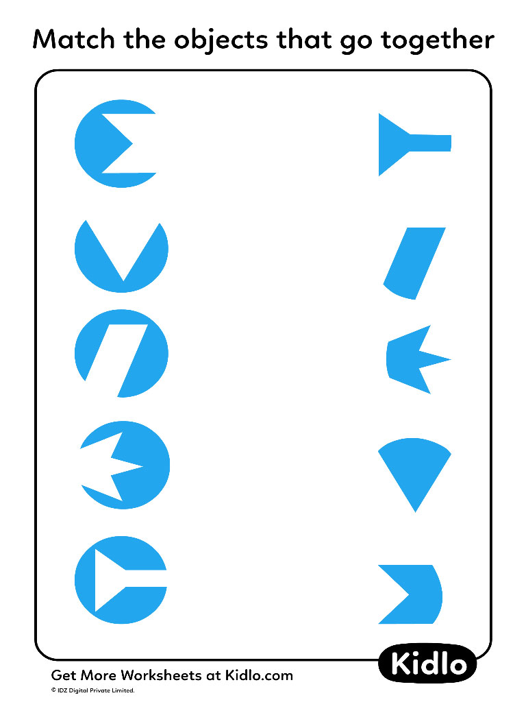 Match The Pictures To Its Shape – Matching Worksheet #01 - Kidlo.com